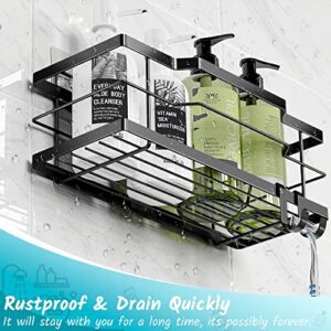 Moforoco Shower Caddy - Adhesive Shower Organizer, Hanging Suction Black Shower Shelves Rack, Inside Shower Rack Holder, Bathroom Decor Organization Storage Accessories, Home Essentials Gadgets