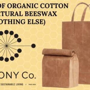 The Original Waxed Canvas Lunch Bag, Handmade with Certified Organic Cotton and Hand Waxed with Beeswax, Foldable, Stiff Material, Plastic-Free, Reusable, GOTS, Large, For Men, Women, Kids, Brown