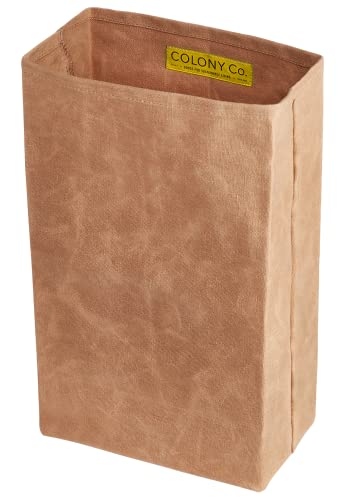 The Original Waxed Canvas Lunch Bag, Handmade with Certified Organic Cotton and Hand Waxed with Beeswax, Foldable, Stiff Material, Plastic-Free, Reusable, GOTS, Large, For Men, Women, Kids, Brown