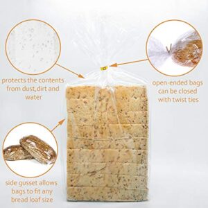 Bread Bags for Homemade Bread,18x4x8 Inches Clear Bread Loaf Bags with 50 Twist Ties,50 Pcs