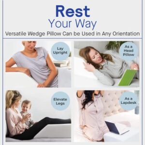 Restorology Leg Elevation Pillow for Sleeping - Supportive Bed Wedge Pillow for Circulation, Swelling, Foot & Knee Discomfort