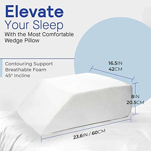 Restorology Leg Elevation Pillow for Sleeping - Supportive Bed Wedge Pillow for Circulation, Swelling, Foot & Knee Discomfort