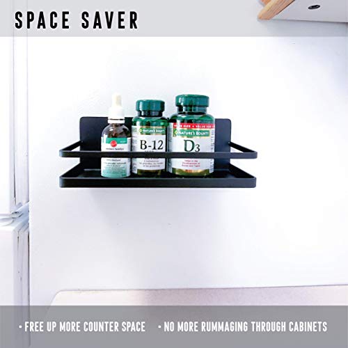 Magnetic Spice Rack for Refrigerator - Perfect Kitchen Organizer for Limited Counter Space - Super Strong Holds Up To 6.6 lbs (Black)1