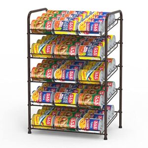 can rack organizer 5 tier can storage dispensers rack holder for pantry, kitchen cabinets, storage for to 60 cans(brown)