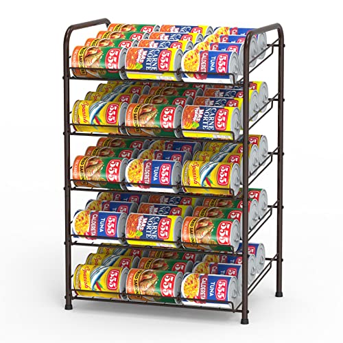 Can Rack Organizer 5 Tier Can Storage Dispensers Rack Holder for Pantry, Kitchen Cabinets, Storage for to 60 Cans(Brown)