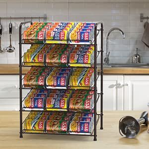 Can Rack Organizer 5 Tier Can Storage Dispensers Rack Holder for Pantry, Kitchen Cabinets, Storage for to 60 Cans(Brown)