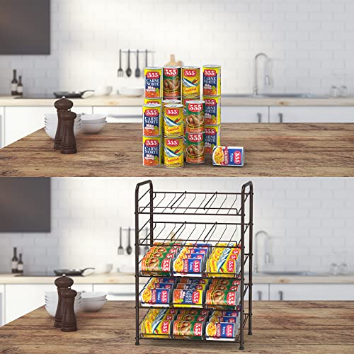 Can Rack Organizer 5 Tier Can Storage Dispensers Rack Holder for Pantry, Kitchen Cabinets, Storage for to 60 Cans(Brown)