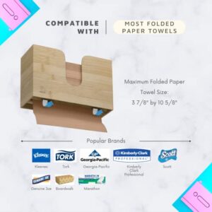 eBun Bamboo Paper Towel Dispenser - Multifold, C Fold & Trifold Paper Towel Holder, Wood Bathroom Wall Mount Napkin Dispenser, Folded Towel Holder Countertop, Commercial Hand Towel Dispenser