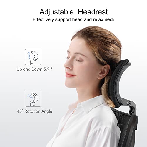 SIHOO Ergonomic Office Chair, Big and Tall Office Chair, Adjustable Headrest with 2D Armrest, Lumbar Support and PU Wheels, Swivel Computer Task Chair for Office, Tilt Function Computer Chair