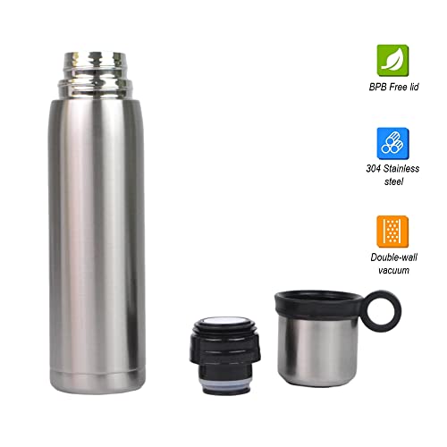 Thermo For Hot Drinks, (SILVER) 20 OZ, BPA-Free, Double Wall Insulated, 304 Stainless Steel Bottle, Vacuum Flask, For Coffee, Chocolate, Tea, Water