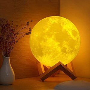 cpla moon lamp, 16 colors led night light 3d printing moon light with stand & remote/touch control and usb rechargeable, gifts for kids friends lover birthday (diameter 4.8 inch)