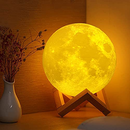 CPLA Moon Lamp, 16 Colors LED Night Light 3D Printing Moon Light with Stand & Remote/Touch Control and USB Rechargeable, Gifts for Kids Friends Lover Birthday (Diameter 4.8 INCH)