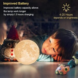 CPLA Moon Lamp, 16 Colors LED Night Light 3D Printing Moon Light with Stand & Remote/Touch Control and USB Rechargeable, Gifts for Kids Friends Lover Birthday (Diameter 4.8 INCH)