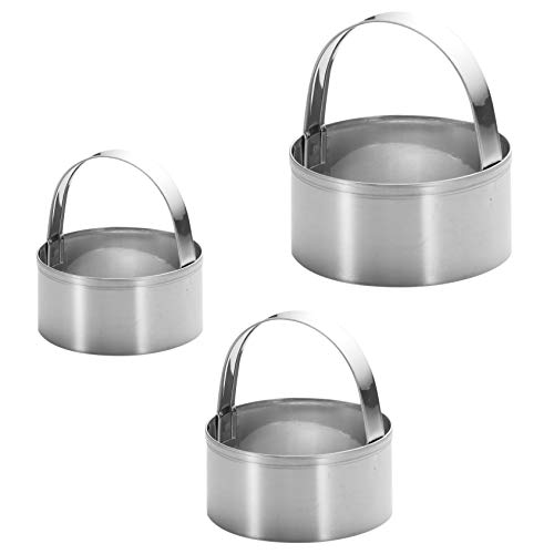 3 Pieces Round Biscuit Cutter with Handle - Stainless Steel Round Circle Doughnut Cutter Baking Molds Assorted Size