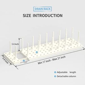 DANCELF Kitchen Cupboard Organization Drawer Organizer, Pegboard Tray for Dish Rack, Kitchen Organizer Plate Holder for Cabinets, Scalable Adjustment, 2Pcs, White