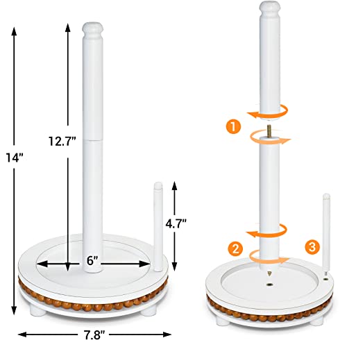 Paper Towel Holder, Paper Towel Holder Countertop with Heavy Duty Wood Base, Paper Towel Holder Stand Fits Standard & Jumbo Rolls, Farmhouse Standing Paper Towel Holders for Kitchen/Dining/Bathroom