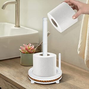 Paper Towel Holder, Paper Towel Holder Countertop with Heavy Duty Wood Base, Paper Towel Holder Stand Fits Standard & Jumbo Rolls, Farmhouse Standing Paper Towel Holders for Kitchen/Dining/Bathroom