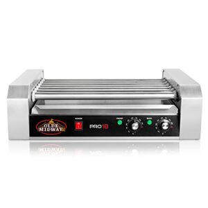 Olde Midway Electric 18 Hot Dog 7 Roller Grill Cooker Machine 900-Watt - Commercial Grade