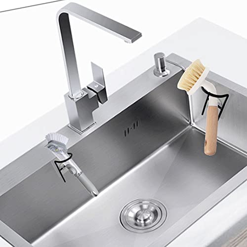 Ginyrerd 2Pcs Mini Self-Adhesive Sink Sponge Holder for Kitchen Sink Dish Wand Holder Sink Brush Holder No Drilling Dish Brush Holder,Strong Stickiness,Black