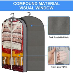 40" Garment Bags, Clear Moth Proof Suits Covers with 4" Gussetes, for Hanging Clothes Closet Storage Travel, Plastic Protector for Coat, Jacket, Sweater, Shirts, 3 Packs