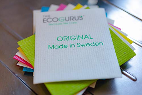 The EcoGurus {Improved} Swedish Dishcloths for Kitchen, Original Made in Sweden (10x Assorted) Multi-Surface Swedish Dish Cloths, Cellulose & Cotton Swedish Dishtowels, No Odor