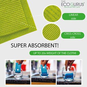 The EcoGurus {Improved} Swedish Dishcloths for Kitchen, Original Made in Sweden (10x Assorted) Multi-Surface Swedish Dish Cloths, Cellulose & Cotton Swedish Dishtowels, No Odor