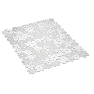 idesign blumz floral bpa-free flexible pvc plastic large sink protector mat – 16″ x 12.5″, clear