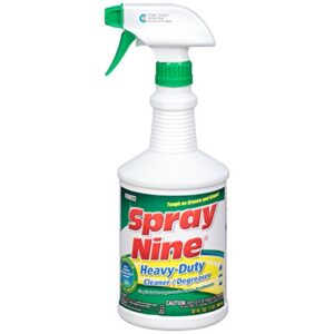 spray nine 26832 heavy duty cleaner, degreaser and disinfectant, multipurpose cleaner for common automotive shop, home, industrial, and commercial uses, 32 oz