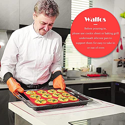 Walfos Silicone Muffin Pan Set - 12 Cups Regular Silicone Cupcake Pan, Non-stick and BPA Free, Great for Making Muffin Cakes, Tart, Fat Bombs - Dishwasher Safe, 2-Piece