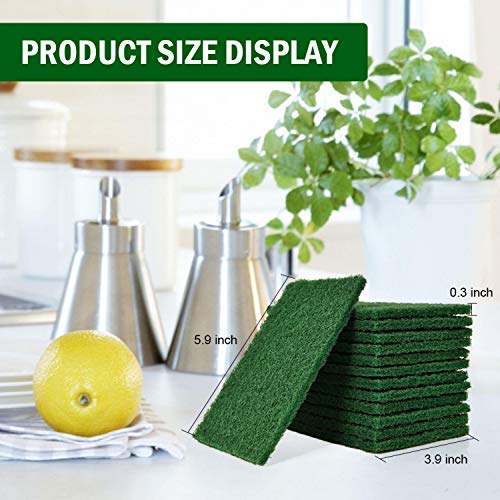 YoleShy 40 PCS Scouring Pad, Dish Scrubber Scouring Pads,4.5 x 6 inch Green Reusable Household Scrub Pads for Dishes, Kitchen Scrubbers & Metal Grills