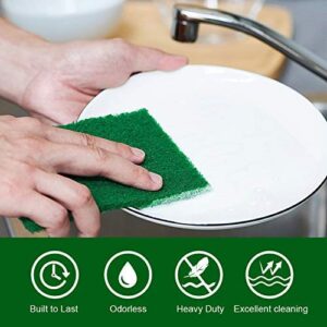 YoleShy 40 PCS Scouring Pad, Dish Scrubber Scouring Pads,4.5 x 6 inch Green Reusable Household Scrub Pads for Dishes, Kitchen Scrubbers & Metal Grills