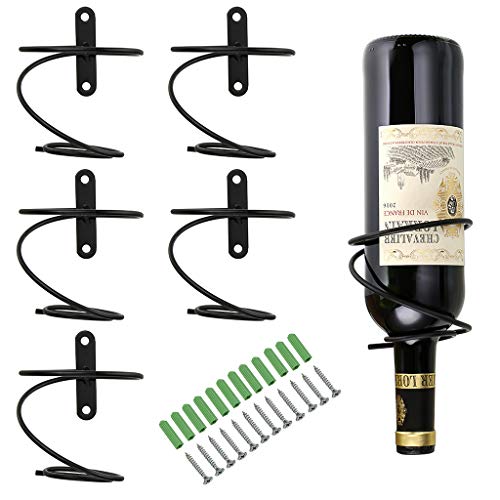 Hipiwe Pack of 6 Wall Mounted Wine Racks - Red Wine Bottle Display Holder with Screws, Metal Hanging Wine Rack Organizer