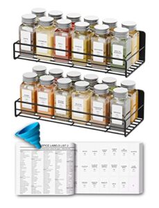 neatsure 2 pack magnetic spice rack with 24 spice jars, 400 spice labels and funnel, alternative to magnetic spice tins containers, refrigerator fridge shelf organizer