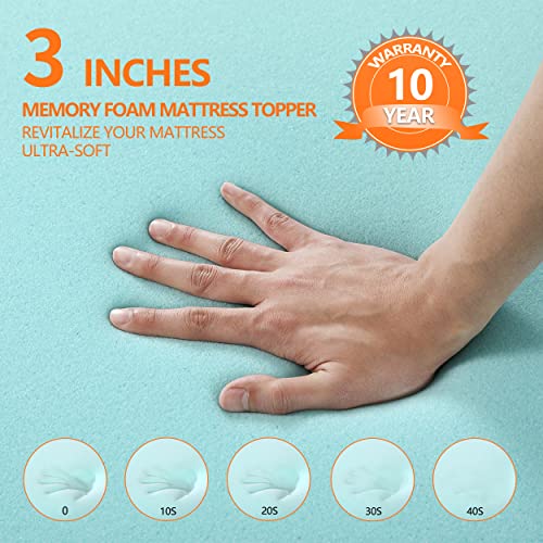 3 Inch Gel Memory Foam Mattress Topper Queen Size , Cooling Mattress Pad Cover for Back Pain, Bed Topper with Removable Bamboo Cover，Soft & Breathable