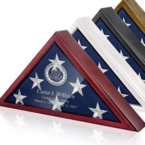 SmartChoice Personalized Flag Case for American Veteran Flag 9.5 X 5 Feet Flag Display Case for Burial Flag Wall Mounted Flag Box Display Case for Burial Flag to Display Folded Flag Glass Front.