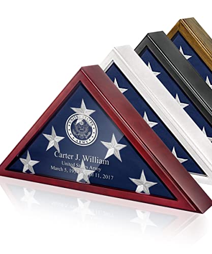 SmartChoice Personalized Flag Case for American Veteran Flag 9.5 X 5 Feet Flag Display Case for Burial Flag Wall Mounted Flag Box Display Case for Burial Flag to Display Folded Flag Glass Front.