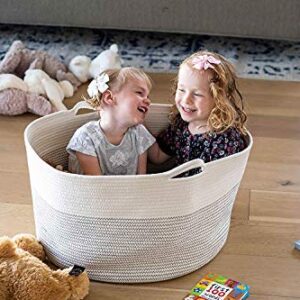 Little Hippo Baskets XXXL Large Cotton Rope Basket 22"x22"x14" Storage Basket, Woven Basket, Large Basket, Blanket Basket Living Room, Toy Basket, Baskets for Organizing, Kids Toy Storage Organizer