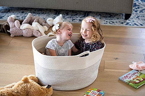 Little Hippo Baskets XXXL Large Cotton Rope Basket 22"x22"x14" Storage Basket, Woven Basket, Large Basket, Blanket Basket Living Room, Toy Basket, Baskets for Organizing, Kids Toy Storage Organizer