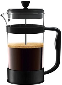 utopia kitchen 34 ounce french press espresso and tea maker with triple filters, stainless steel plunger and heat resistant borosilicate glass – black