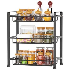 bathroom countertop organizer, packism 3 tier premium detachable kitchen spice rack for counter top, wire basket storage counter shelf organizer, black