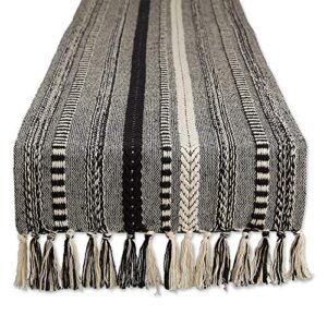 dii farmhouse braided stripe table runner collection, 15×72, black