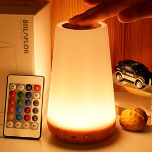 thausdas touch lamp, portable dimmable table bedside lamps for bedroom with quick usb charging port, 5 level warm white light & 13 color changing rgb night light for office/hallways/living room