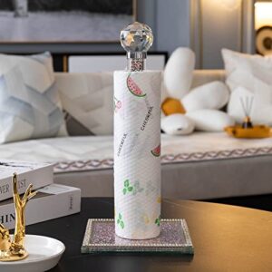 Hochance Pink Crystal Standing Paper Towel Roll Holder Countertop Weighted Rack,Glam Cute Bling Rhinestone Jeweled Diamonds Modern Decoration Christmas Housewarming Gifts for Kitchen Home Bar