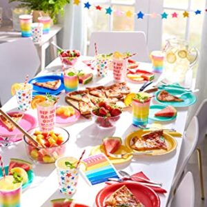 American Greetings Rainbow Party Supplies for Birthdays, Easter, Mother's Day, Father's Day, Graduation and All Occasions, Multicolor Paper Dessert Plates (50-Count)