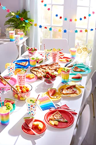 American Greetings Rainbow Party Supplies for Birthdays, Easter, Mother's Day, Father's Day, Graduation and All Occasions, Multicolor Paper Dessert Plates (50-Count)