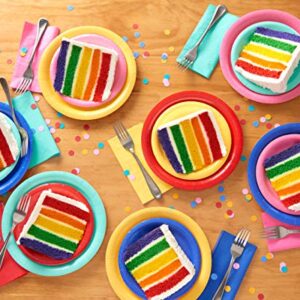 American Greetings Rainbow Party Supplies for Birthdays, Easter, Mother's Day, Father's Day, Graduation and All Occasions, Multicolor Paper Dessert Plates (50-Count)