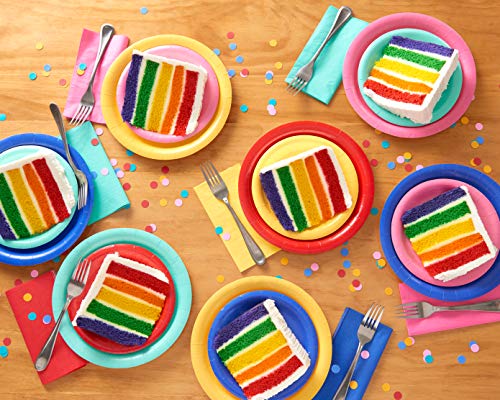 American Greetings Rainbow Party Supplies for Birthdays, Easter, Mother's Day, Father's Day, Graduation and All Occasions, Multicolor Paper Dessert Plates (50-Count)