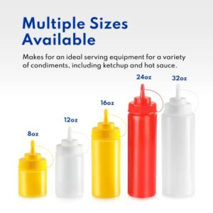 New Star Foodservice 26238 Squeeze Bottles, Plastic, Wide Mouth, 24 oz, Clear, Pack of 6