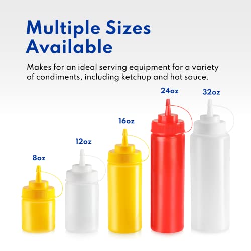 New Star Foodservice 26238 Squeeze Bottles, Plastic, Wide Mouth, 24 oz, Clear, Pack of 6