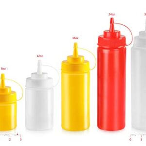 New Star Foodservice 26238 Squeeze Bottles, Plastic, Wide Mouth, 24 oz, Clear, Pack of 6